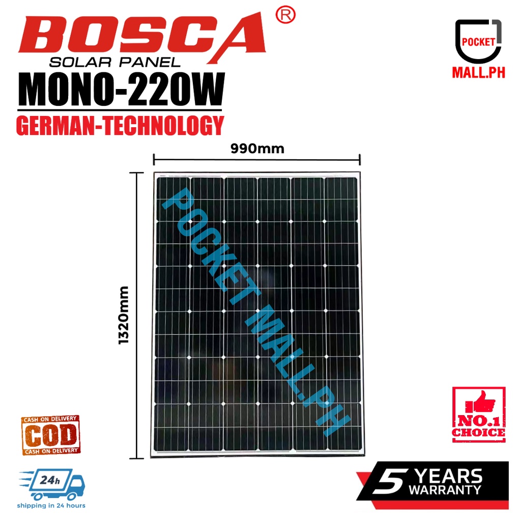BOSCA Solar Panel Mono 220 Watt 12 Volt Pv Solar Module Solar Cell ...