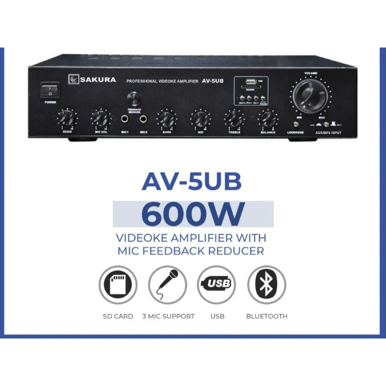 Sakura AV-5UB Professional Videoke Amplifier with Bluetooth ( 600 Watts ...