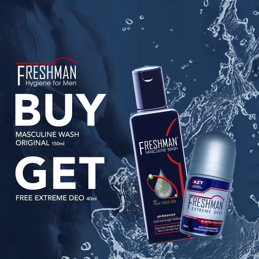 Freshman Masculine Wash Original 150ml and Extreme Deo 40ml | Shopee ...