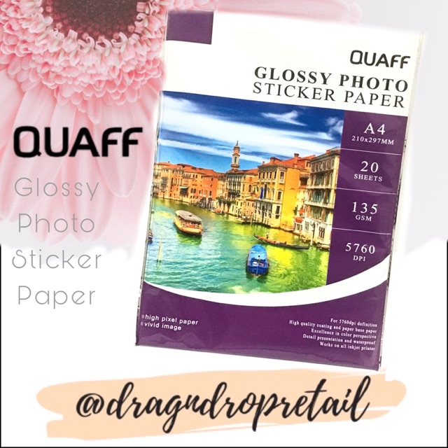 QUAFF A4 Glossy Photo Sticker Paper - 135gsm (20 sheets) | Shopee ...