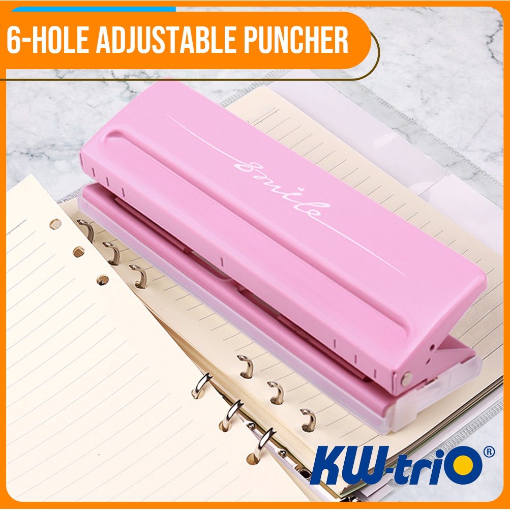 KW-TRIO Adjustable 6-Hole Desktop Punch Puncher for A4 A5 A6 B7 Diary ...