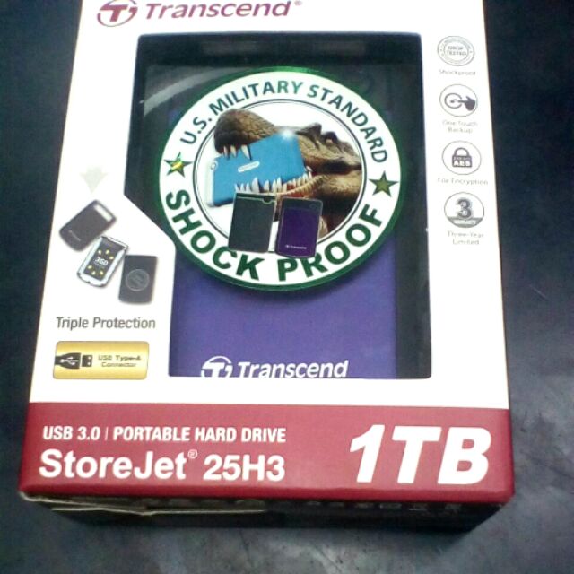 Transcend 1TB SJ25H3P Portable Hard Drive 3.0 Shockproof (external hard ...