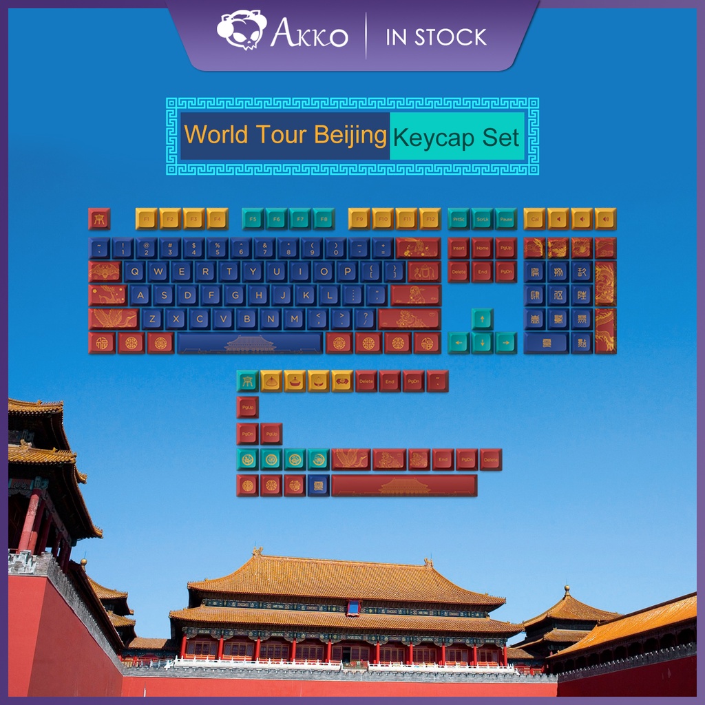 Akko World Tour-Beijing Keycap Set 135-Key JDA Profile Dye-Sub PBT Full ...