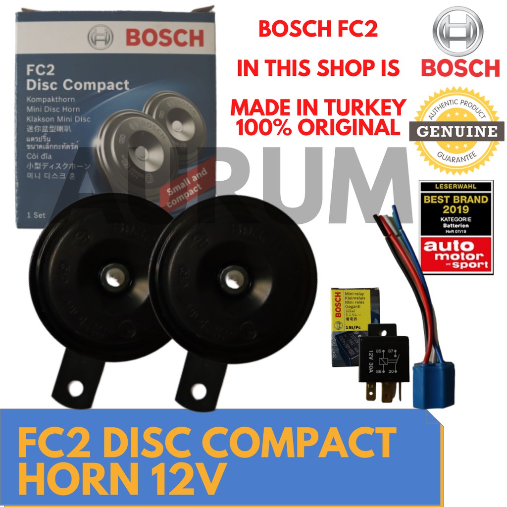 Bosch FC2 Disc Compact Horn set 12V with relay and Socket | Shopee ...