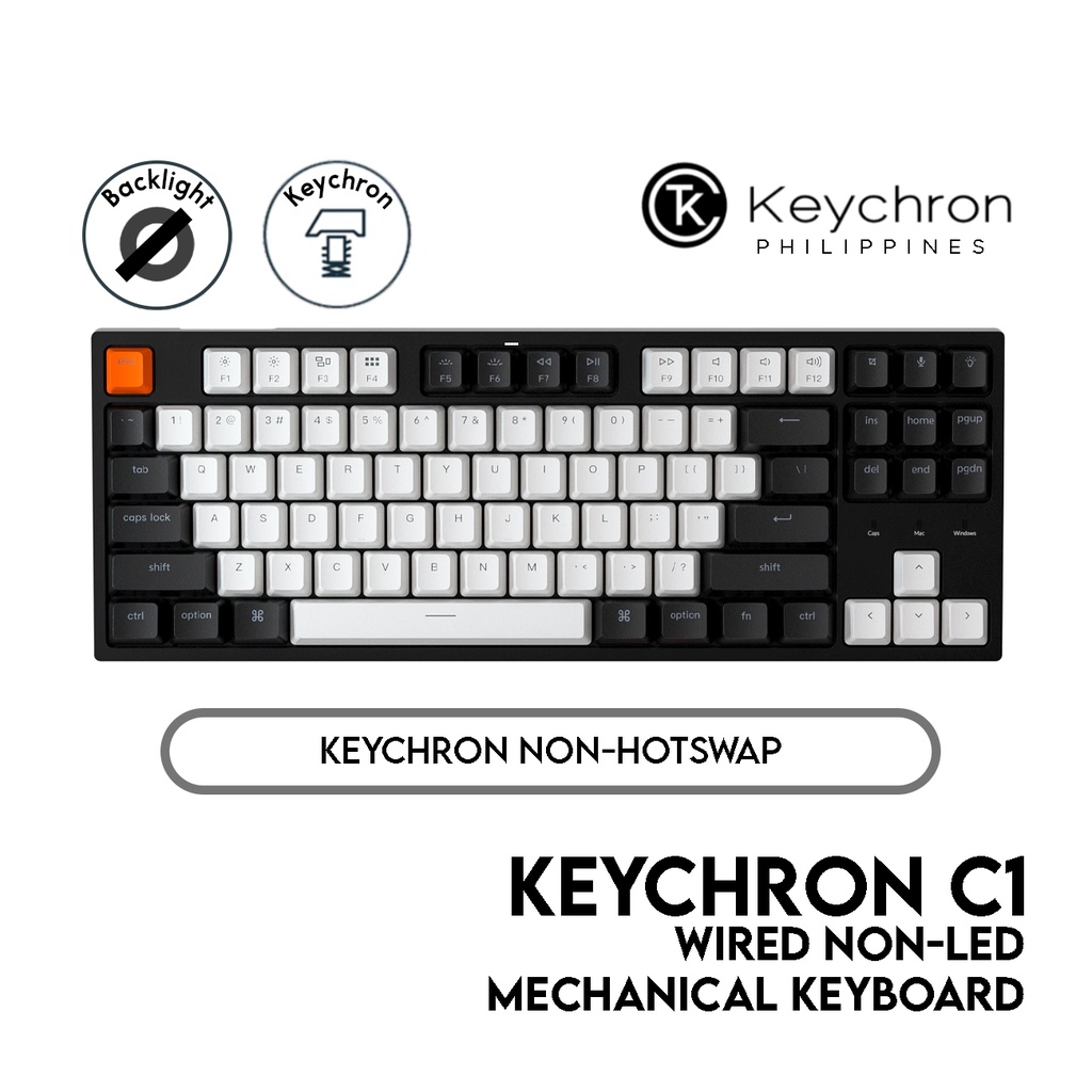 Keychron C1 Mechanical Keyboard (TKL, Wired, Non-LED, Keychron ...