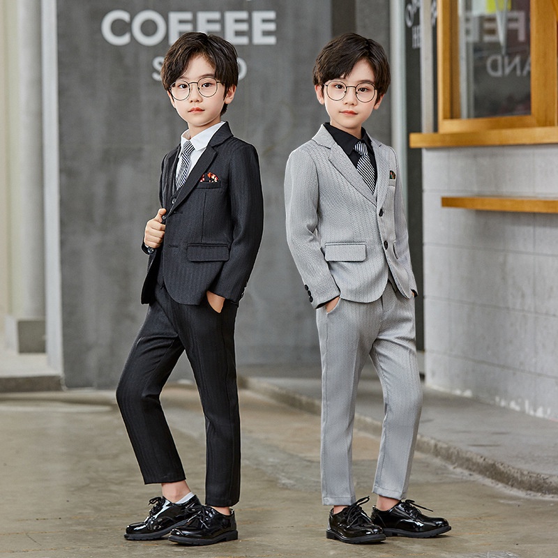 Kid Boys Suit Blazer Vest Pants Necktie Attire Set Formal Tuxedo Outfit ...