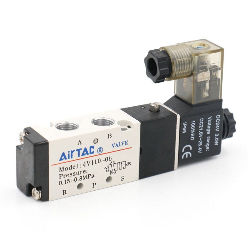 AIRTAC type 4V110-06 5 Way 2 Position 1/8" Pneumatic Solenoid Valve DC 24V DC 12V AC 110V AC220V ...