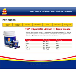 Top 1 HI-TEMP SYNTHETIC GREASE (454g) High Temperature Grease | Shopee ...