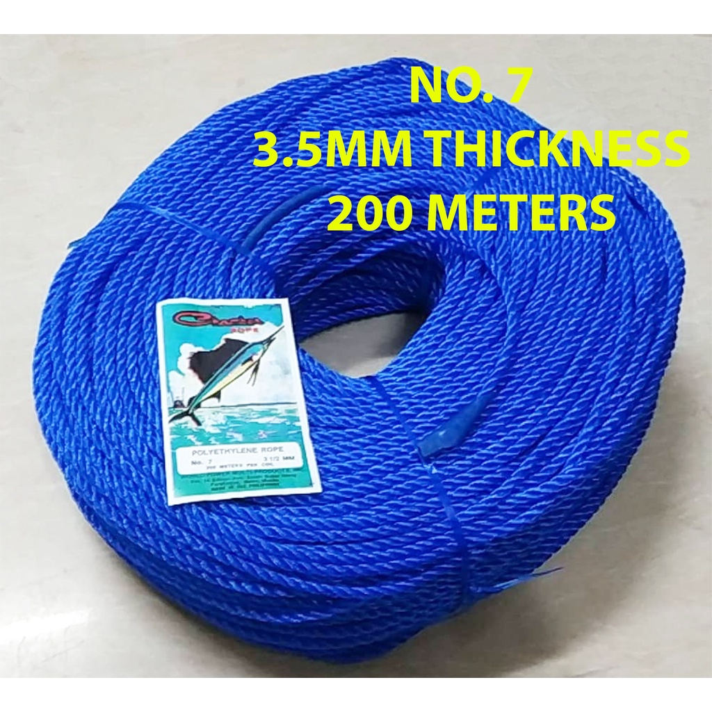 NYLON ROPE NO. 7 ( 3.5MM THK X 200 MTRS LONG ) TALI LUBID RAMDOM COLOR DEPENDE SA GAWA NG ...