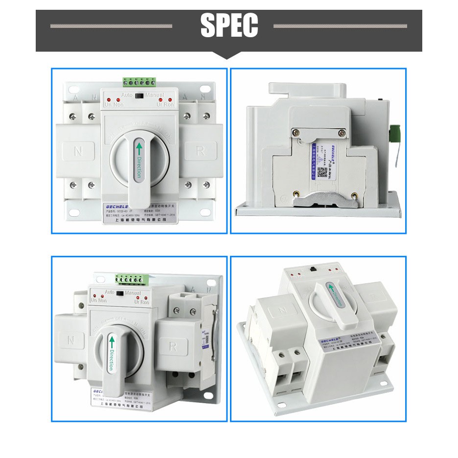 ATS 2P 63A 230V Micro Circuit Breaker Dual Power Automatic transfer ...