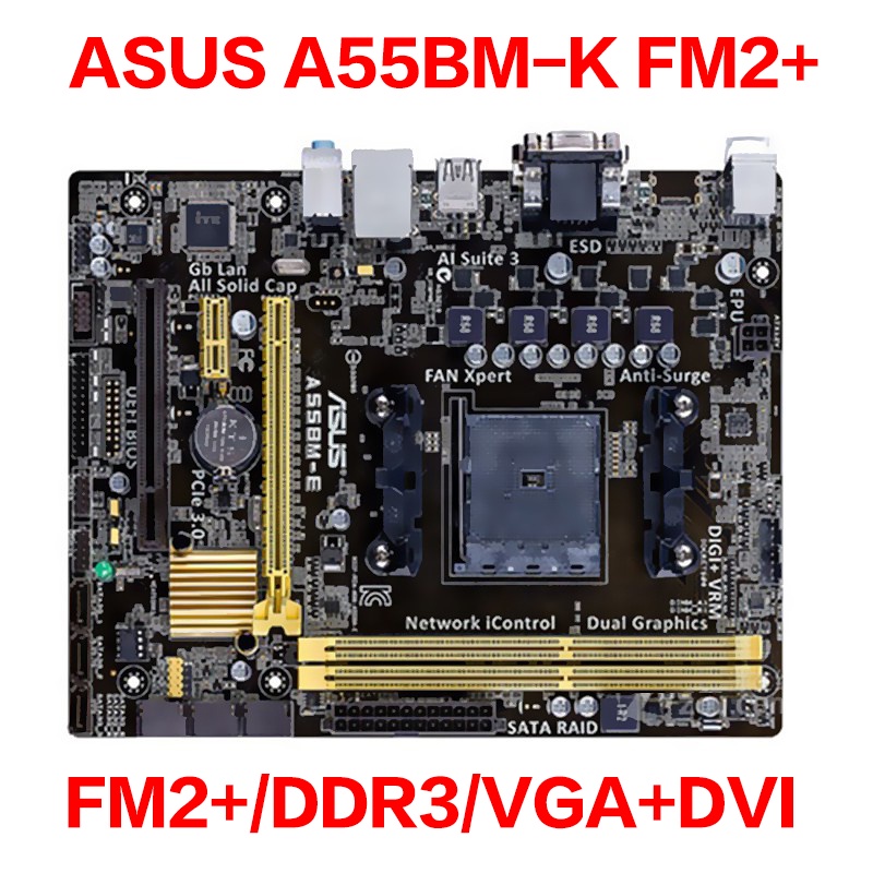 ASUS A55BM-K/E FM2 Motherboard Compatible with A4 5300/a6 5400k/6400/ ...