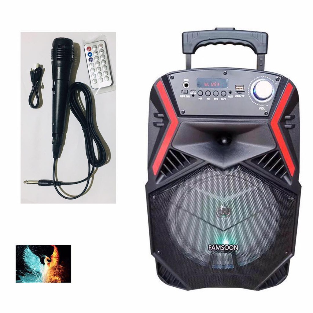 QS803 Portable Bluetooth Karaoke Trolly Speaker w/ Wired Mic | Shopee ...