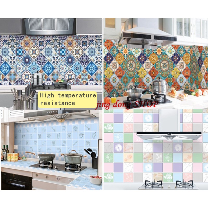 oil proof wallpaper for kitchen wall sticker adhesive waterproof foil ...