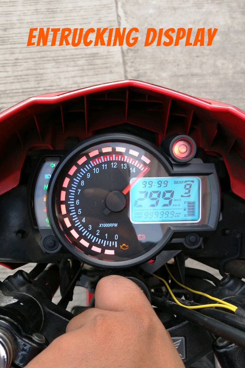 7-Color LED Motorcycle RX2N ATV Digital Speedometer 15000 RPM Meter LCD ...