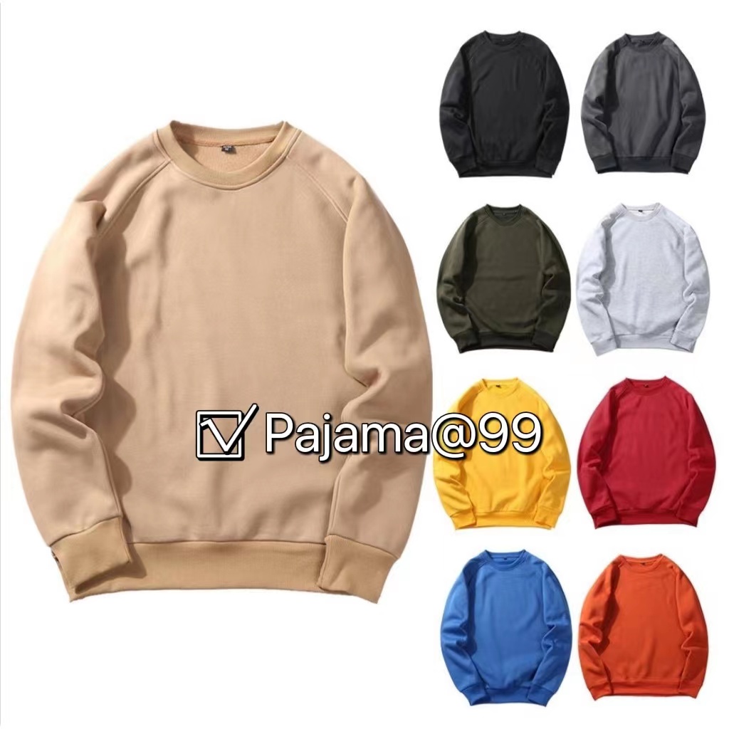 Cod Unisex Plain Pullover Crew Neck Sweater for Men Women Koreansize ...