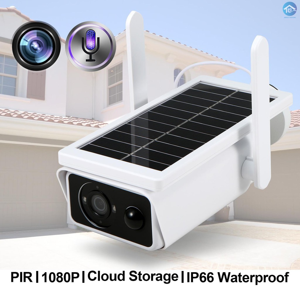 Solar Wifi Camera 1080P PIR Motion IR Night Vision Support Cloud Two ...
