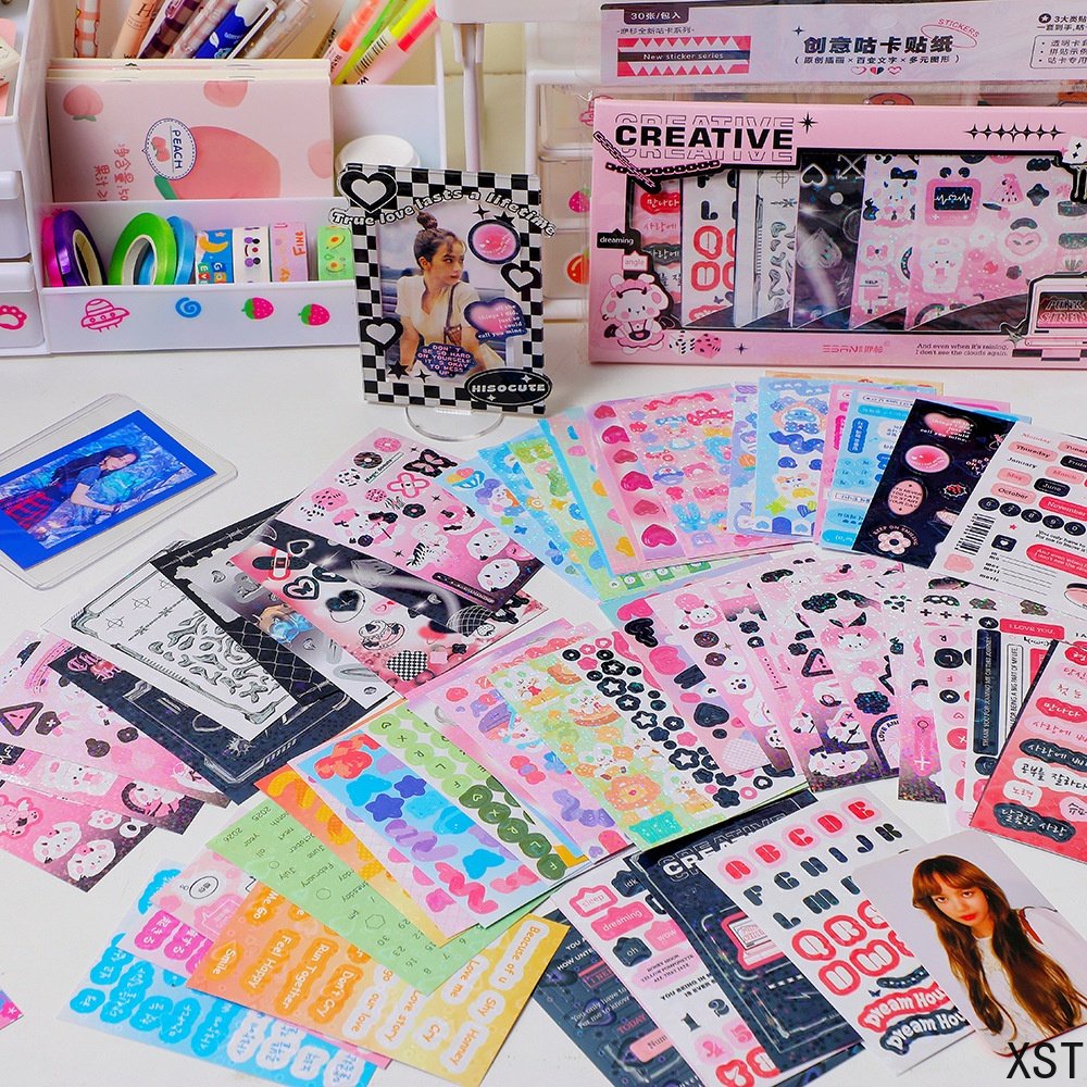 30pcs/box Stickers Set DIY Card Gift Box Idol Goo Card with Tool ...