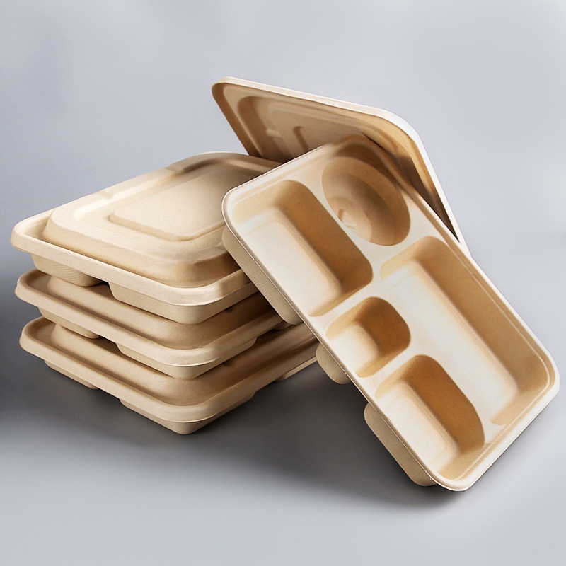50pcs 3 or 4 Compartment Sugarcane Bento Box | Shopee Philippines