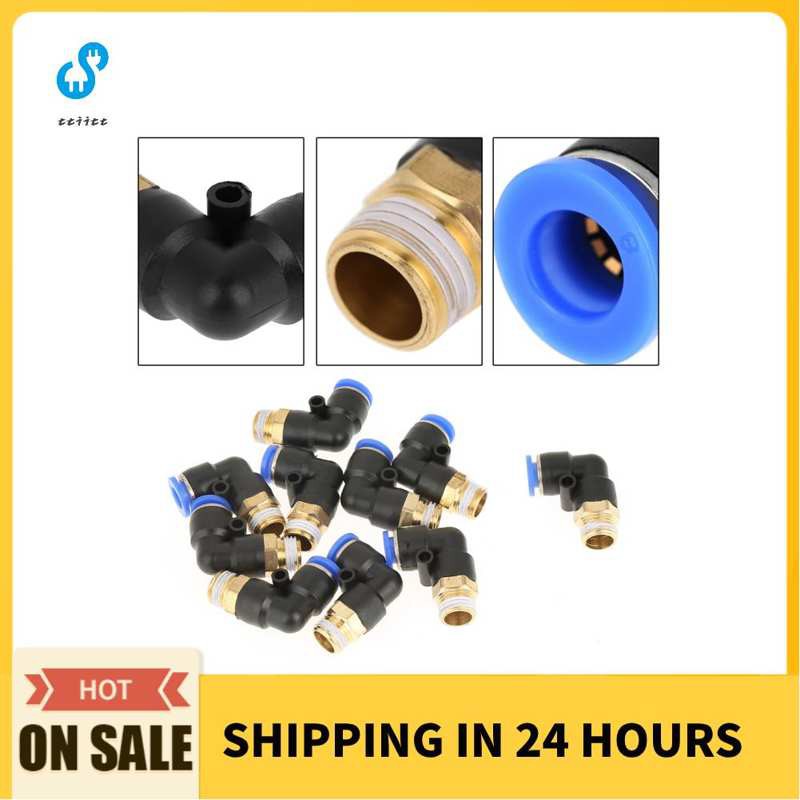 Ttiitt 10pcs Quick Fittings Elbow Pneumatic Air Pipeline Connector 1/4 ...