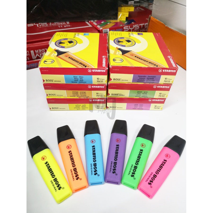 ORIGINAL Stabilo Highlighter Markers (in BLUE, PINK, YELLOW, GREEN ...