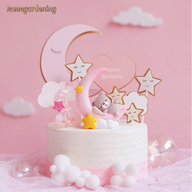 9pcs Creative Moon Star Cake Topper Cupcake Flag Cake Decor | Shopee ...