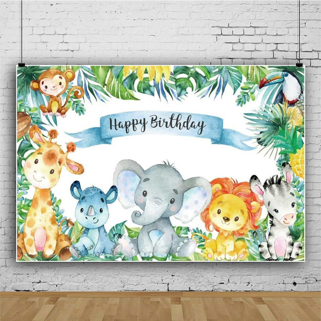 Safari Animals Backdrop Kid Safari Birthday Party Bunting Wild One ...