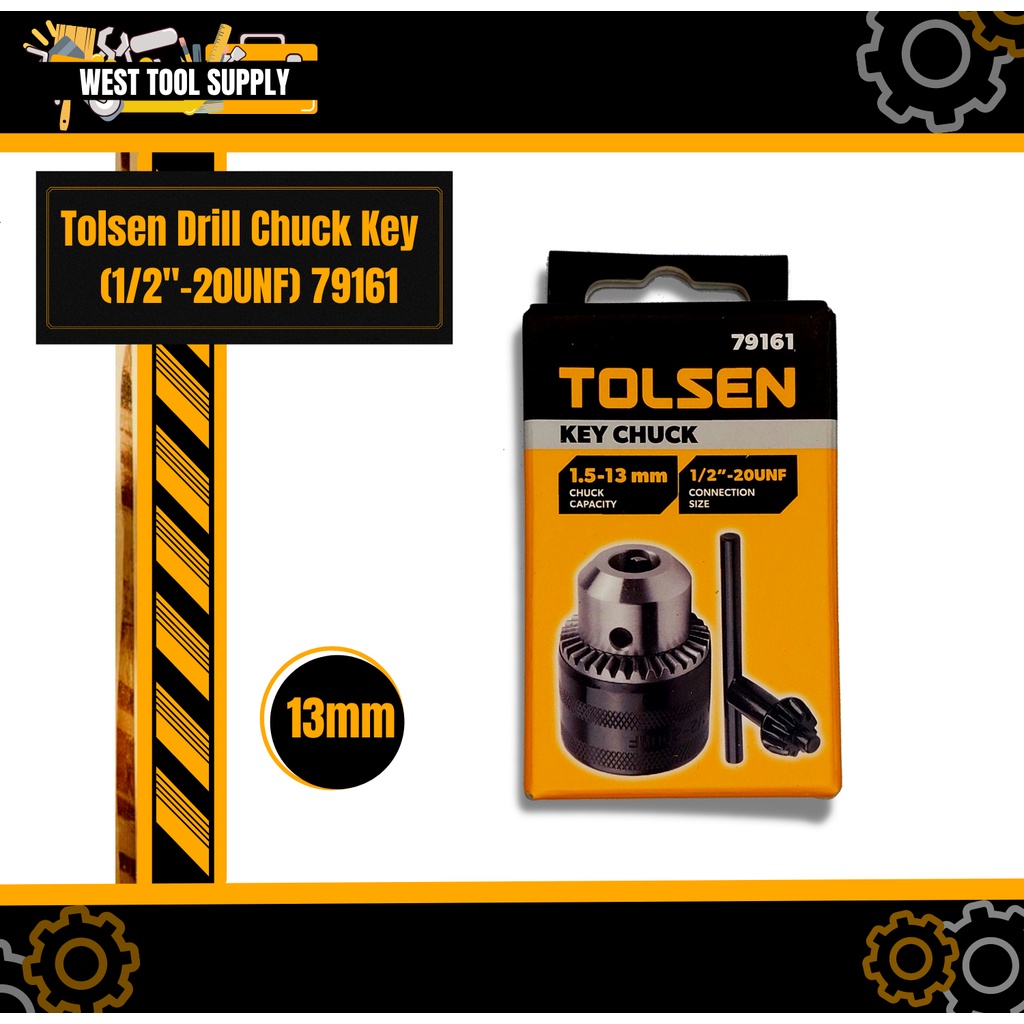 Tolsen Drill Chuck Key 13mm (1/2"-20UNF) Quick Change Hex Shank Impact Driver Conversion Tool ...