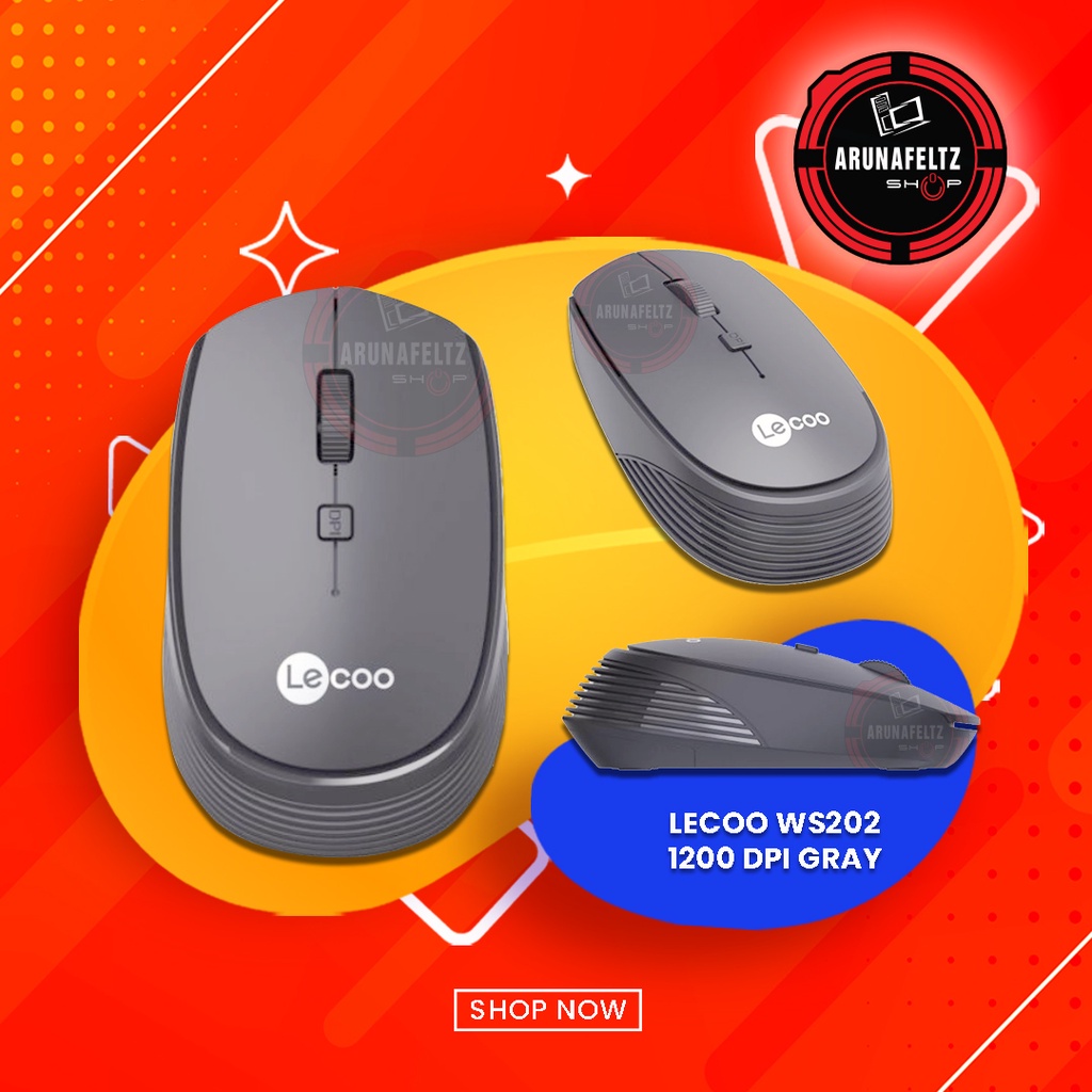 LECOO WS202 GRAY 1200DPI WIRELESS MOUSE | Shopee Philippines