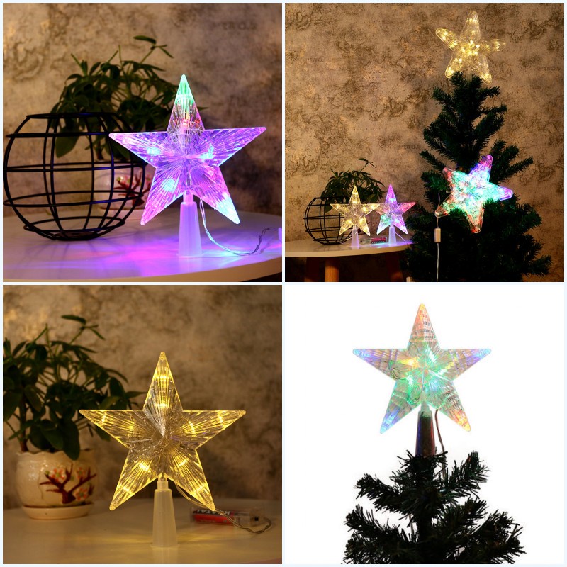 Five-pointed Star LED Lights Christmas Tree Topper Star Shiny Flash ...