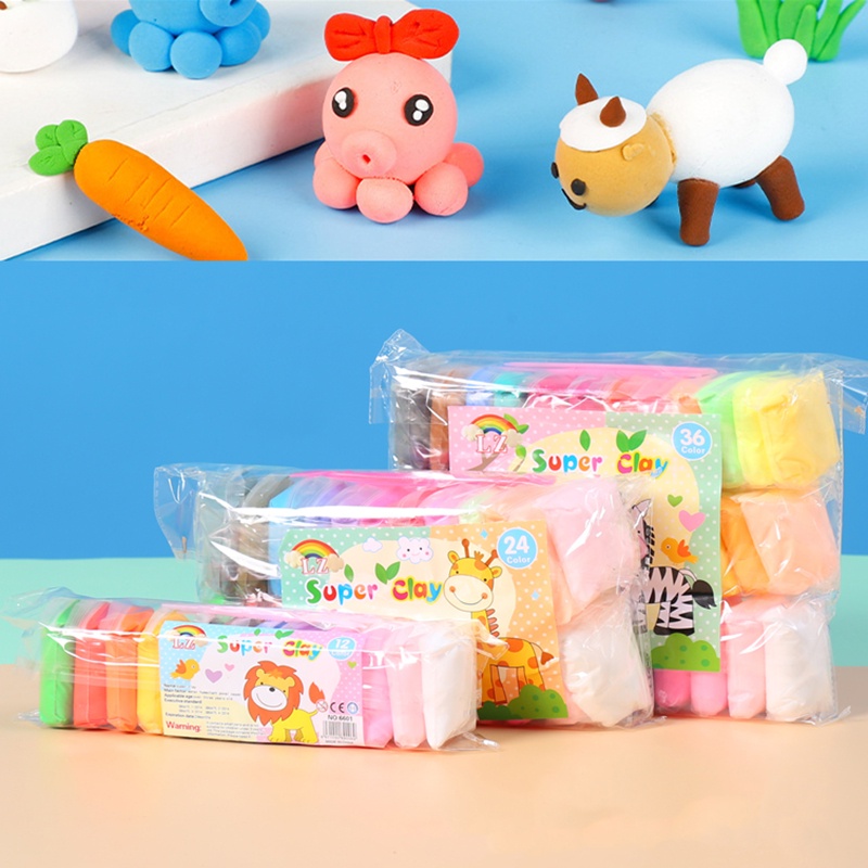 DIY Super Clay 12/24/36 Colors Air Dry Clay Pastel Color 3pcs Tools ...