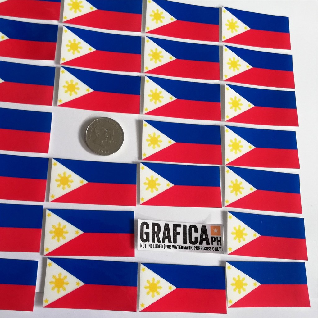 Philippine Flag Sticker, 1pc Waterproof Glossy (2 inches x 1 inch ...