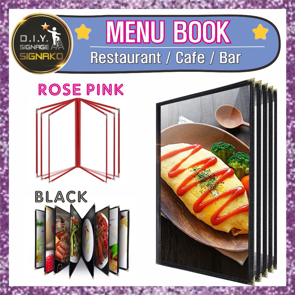 Menu Cover Cook Book Transparent Holder 1/2/3/4/6 Page A4 Size ...