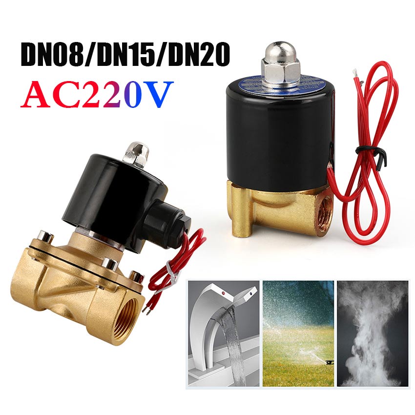 AC 220V Electric Solenoid Valve Normally Closed Copper 2 Two Way Internal Thread 1/4 1/2 3/4 ...