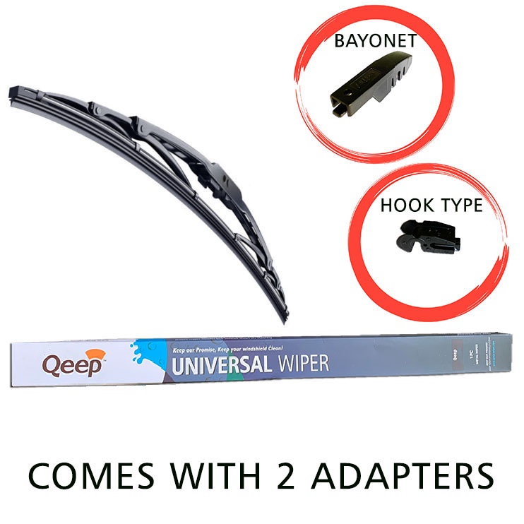 1Pc Qeep Wiper Blade Universal with Bayonet Lock Adapter and Hook Type ...