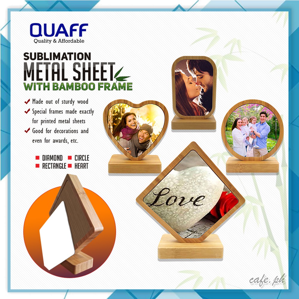 Sublimation Metal Sheet with Bamboo Frame || Diamond, Rectangle, Circle ...