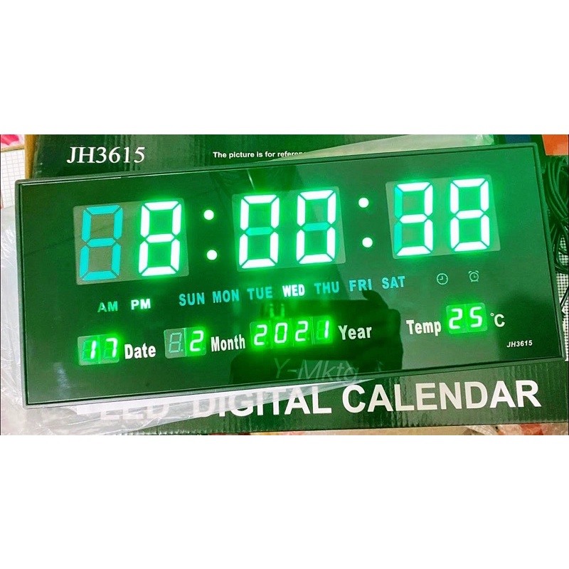 (JH3615) 15” LED Digital Calendar Clock Wall-Hang & Stand With Alarm ...