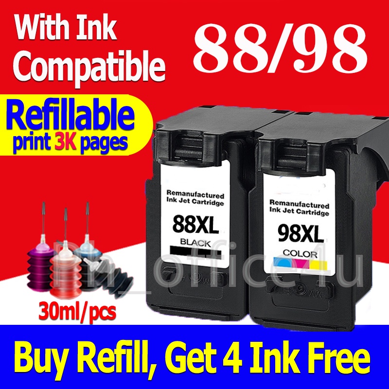 For PG88 CL98ink PG88XL CL98XL refillable ink cartridge for Canon PIXMA ...