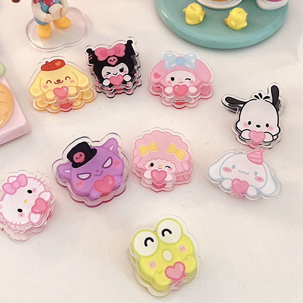 Sanrio Acrylic Clip Fixed Paper Book Pocket Lovely Heart Transparent PP ...