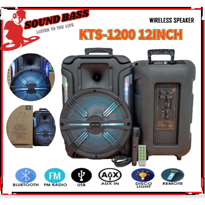 Kts-1200 Rechargeable Portable Tws 12Inch Speaker Function With Aux/Mic ...