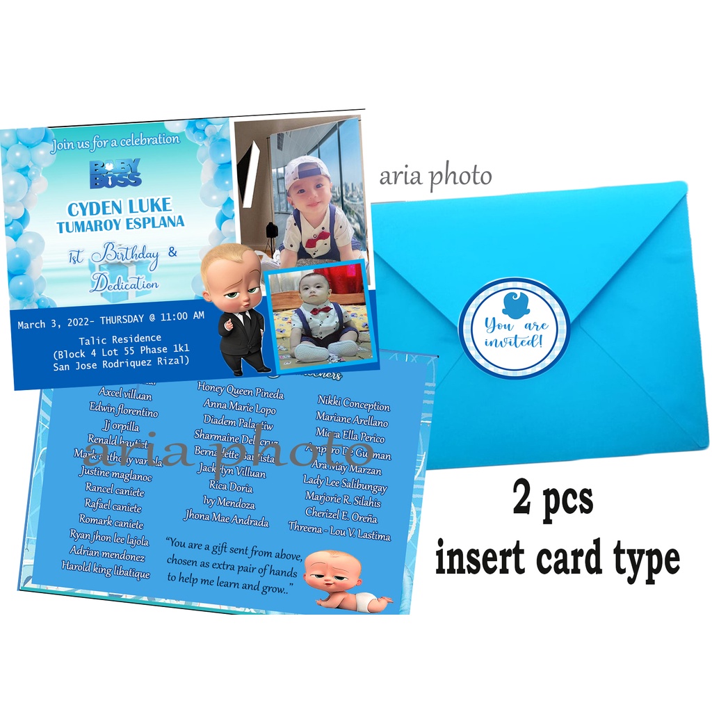 boss baby invitation card for birthdays or christening | Shopee Philippines