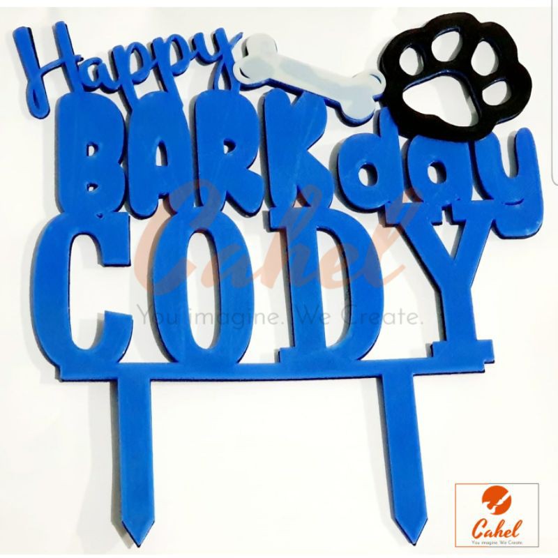 Happy Barkday Pet Dog Fur Baby Cake Topper Personalized Customized Cake ...
