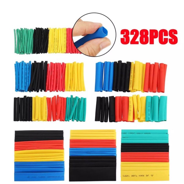 328pcs Heat Shrink Shrinkable Wire Wrap Assortment Sleeves Tubing