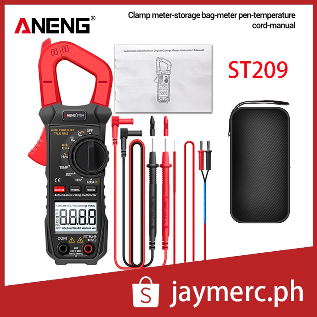 ANENG ST209 Digital Multimeter Clamp Meter 6000 counts True RMS Amp DC ...
