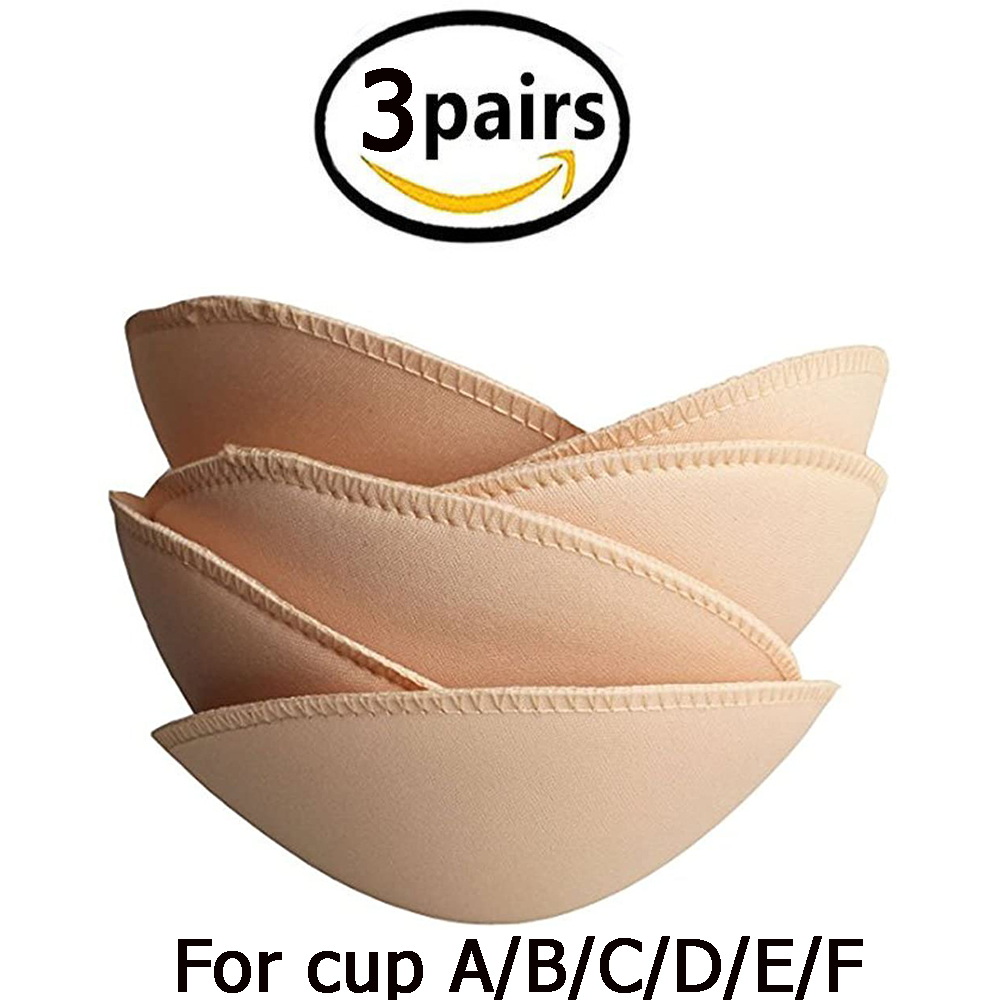 3 Pairs Round Bra Inserts (Light & Soft) Breathable And Sewed Bra Pads ...