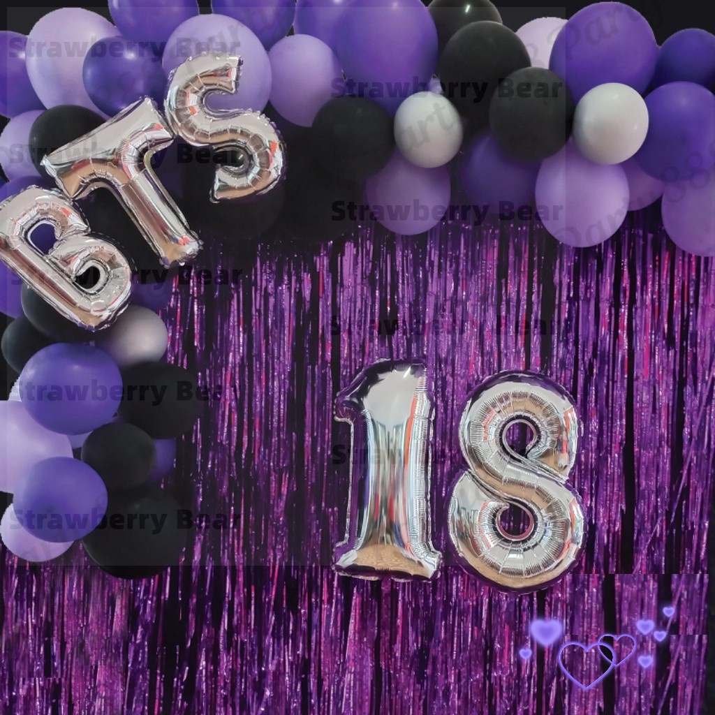 BTS Theme Party Decoration 68 Pcs Purple BTS Birthday Balloon Garland ...