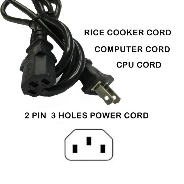 AC CPU Power Cord cable US Plug 2 Pin for PC Computer Printer Monitor ...