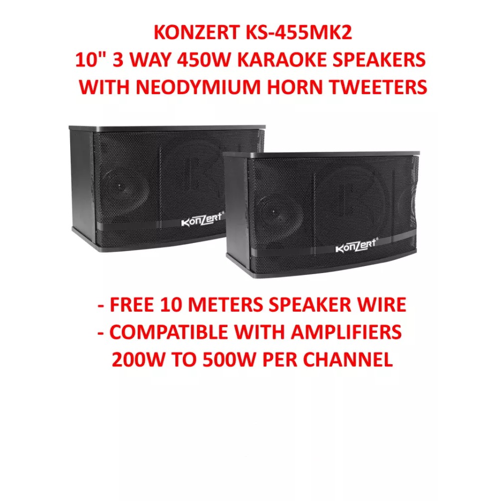 Konzert KS-455MK3 10 3 Way 450W Karaoke Speaker System with Neodymium ...