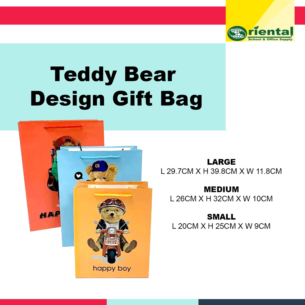 Large Teddy Bear Paper Bag - WP187 Gift Bags - Adorable, Cute Colorful ...