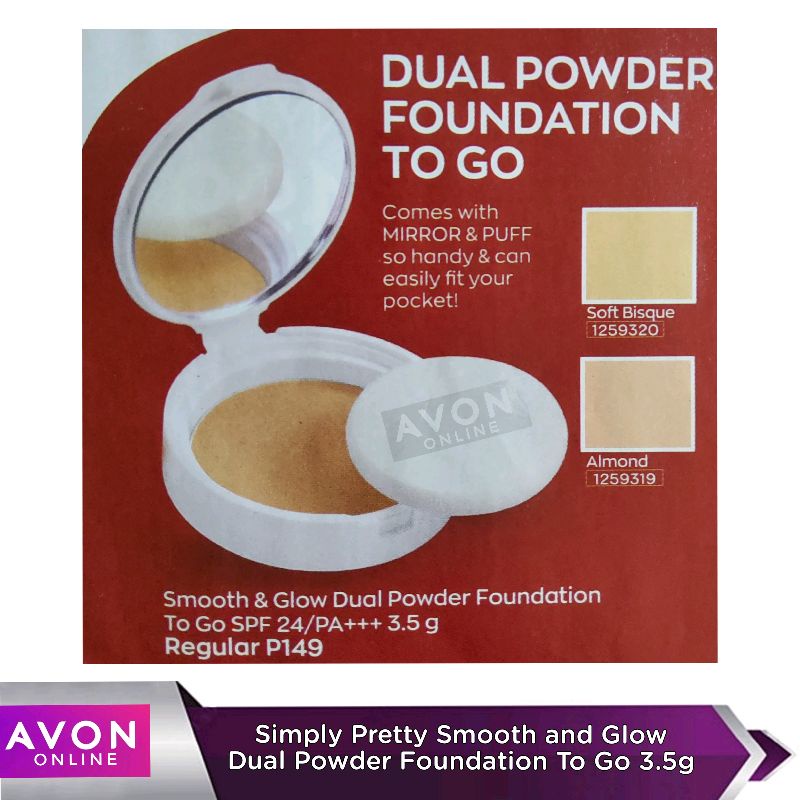 Avon Smooth & Glow Dual Powder Foundation To Go SPF 24/PA +++3.5g ...
