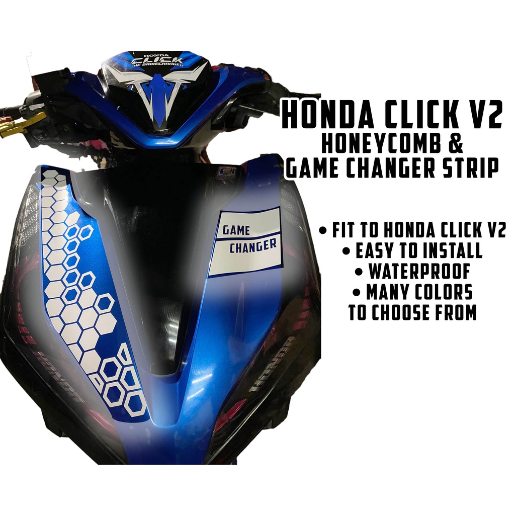 Honda Click v2 Honeycomb and Game Changer Strip Cutout Front Decals ...
